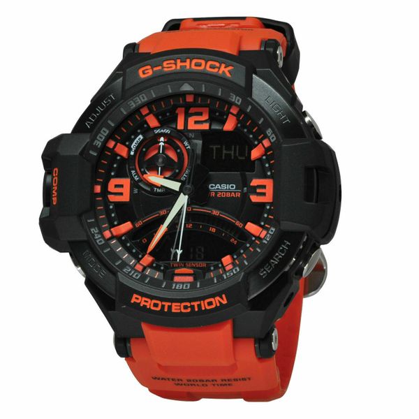 Watch G-Shock Unisex G-Aviation Twin Sensor GA1000-4A Black / Orange ...