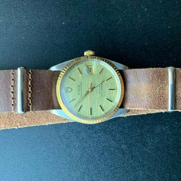 ROLEX TUDOR Prince OysterDate 74033 SS/14K Gold LINEN DIAL WATCH ETA ...