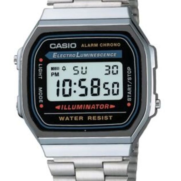 Genuine CASIO Retro Classic Unisex Digital Steel SILVER t Watch- A168WG ...