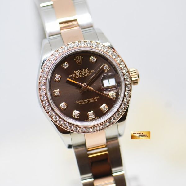 ROLEX OYSTER DATEJUST 28mm CHOCOLATE DIAMOND DIAL ORIGINAL DIAMOND ...