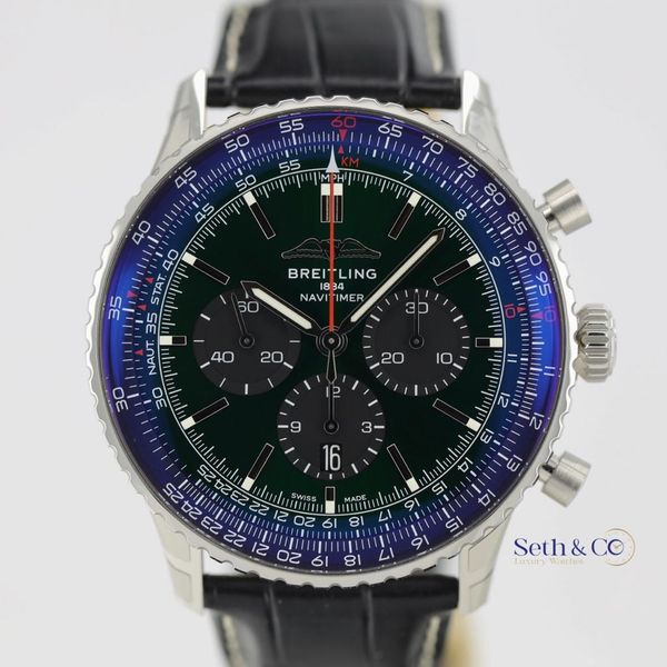 FS: BNIB 2022 Breitling Navitimer B01 Chronograph 46 Green Dial AB0137 ...