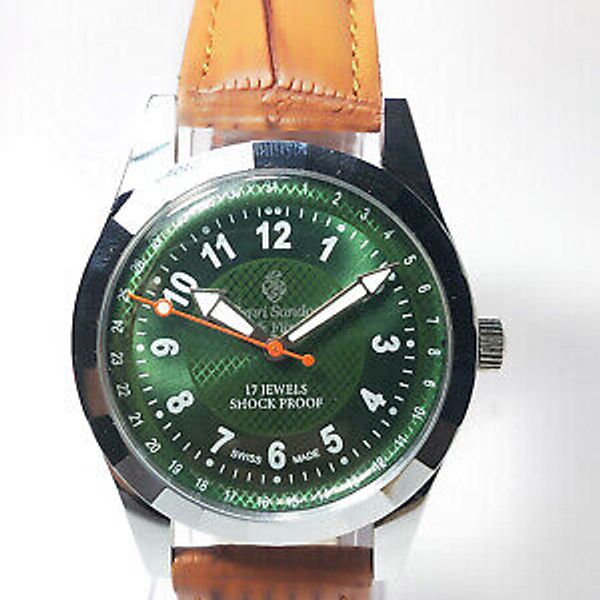 Vintage Henri Sandoz Mechanical Hand Winding ST96 Movement Dial Wrist ...