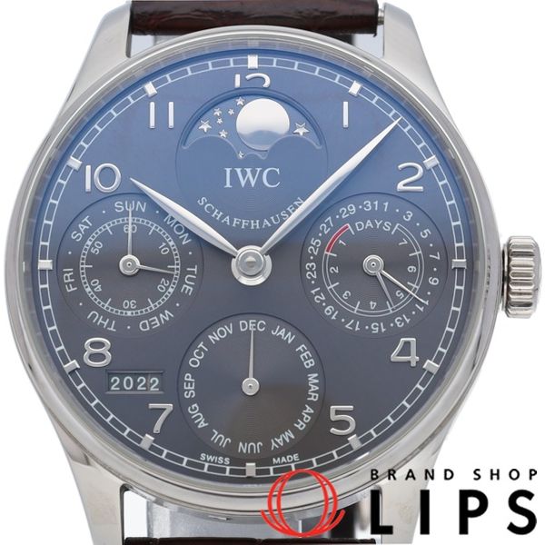 IWC Portugieser Perpetual calendar IW502218 K18WG/leather men's gray ...