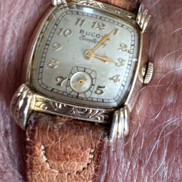 Vintage Bulova EXCELLENCY A9 Fancy Wrist Watch GOLD DIAL WORKS VERY ...