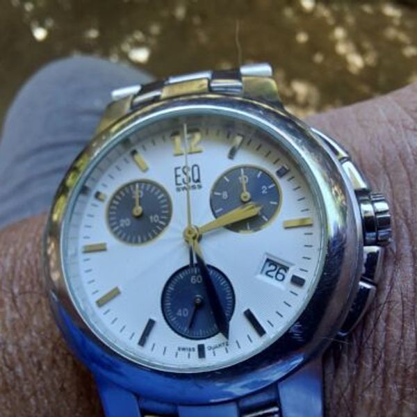 ESQ Swiss E5314 Stainless Steel Men's Panda Chronograph Wristwatch ...