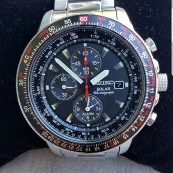 Seiko SSC007P1 SSC007 Red chronograph hand w Alarm Flightmaster Pilot ...