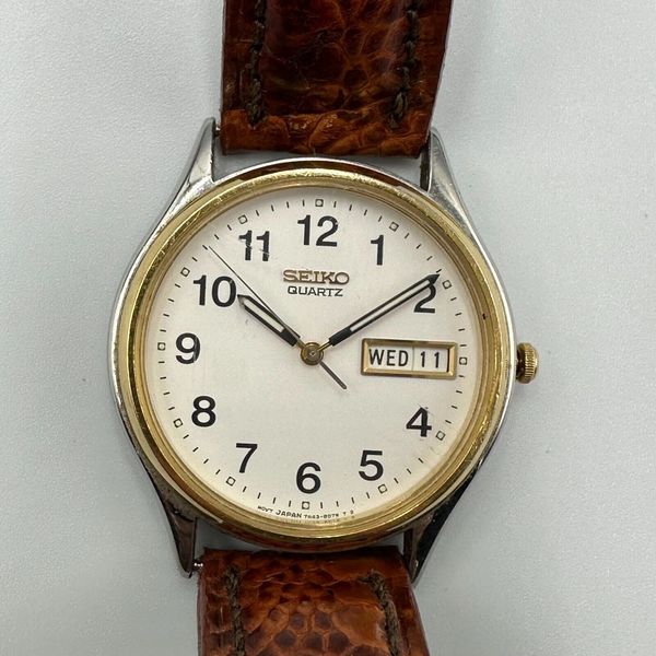 Vintage Seiko Watch Men Silver Gold Two Tone Day Date Window New ...
