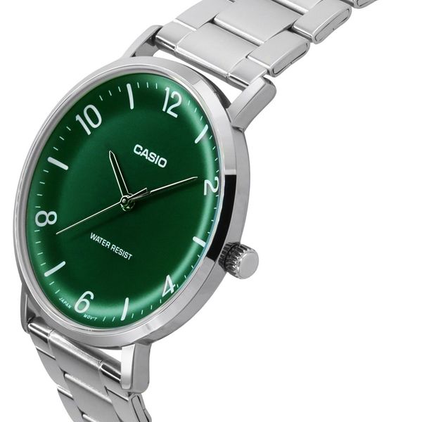 Casio Standard Analog Stainless Steel Green Dial Quartz MTP-VT03D-3B ...