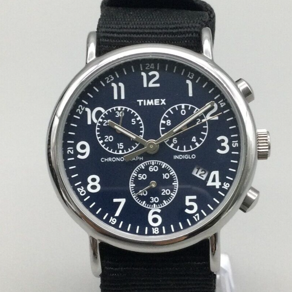 Timex Weekender Chronograph Watch Men 40mm Indiglo Date Blue Dial New ...