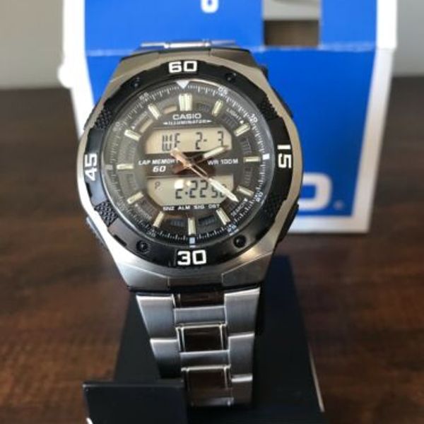 New Casio AQ-164WD-1AV Men World Time Alarm Analog Digital Sport Watch ...
