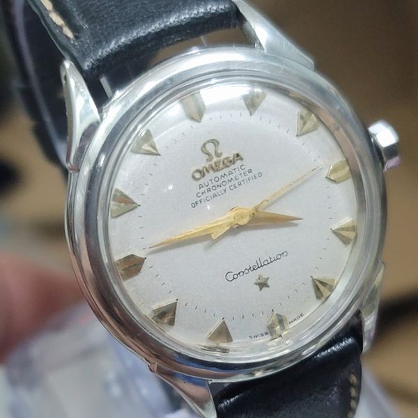 omega constellation arrow Head Markers Two Tone Dial Swiss Mens Watch ...