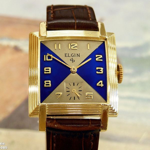 1950's Vintage ELGIN Deluxe, Stunning BLUE / GRAY Dial, Serviced ...