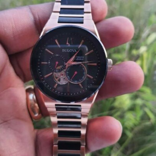 Bulova Latin Grammy Automatic Black Skeleton Dial Stainless Men's Watch ...