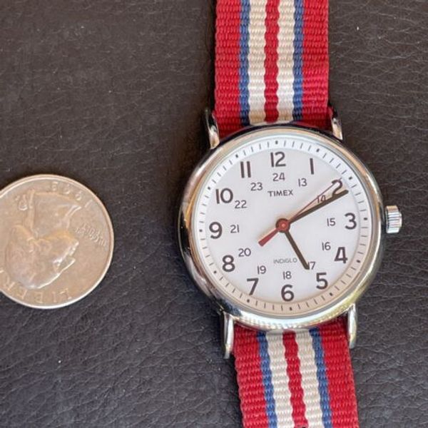 Timex Weekender Central Park White Red/ Blue/ White Indiglo | WatchCharts