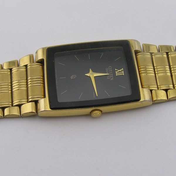 Vintage Citizen Mens Tank Watch Fancy Black Dial w/ Band 1022-H14231 ...