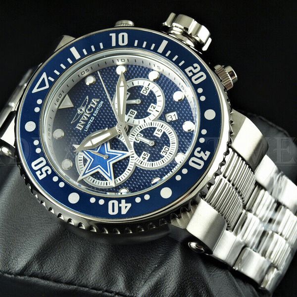 Invicta NFL AUTHORIZED 52mm GRAND Pro Diver Chronograph DALLAS COWBOYS ...