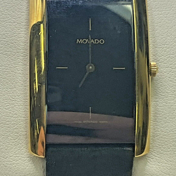 Vintage Mens Movado 87.C1.450 Gold Leather Watch | WatchCharts Marketplace