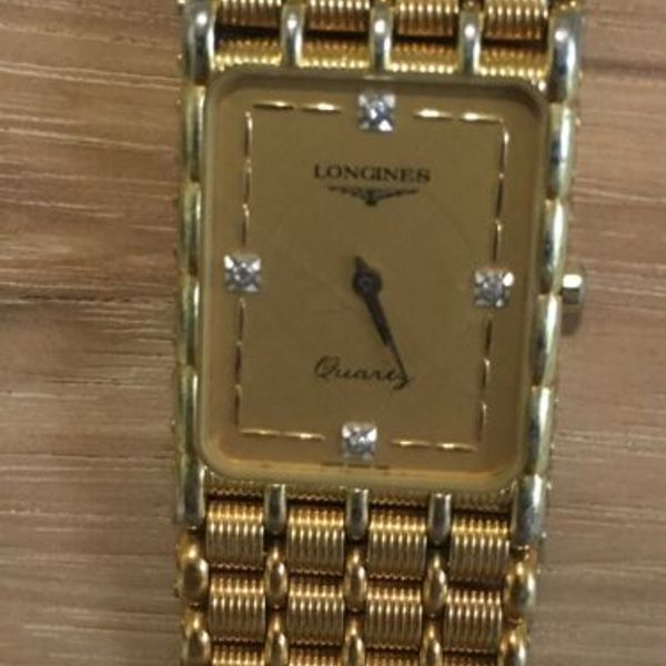 Vintage Longines MZ5712 Swiss 0961 Quartz Gold Tone diamond Mens Watch ...