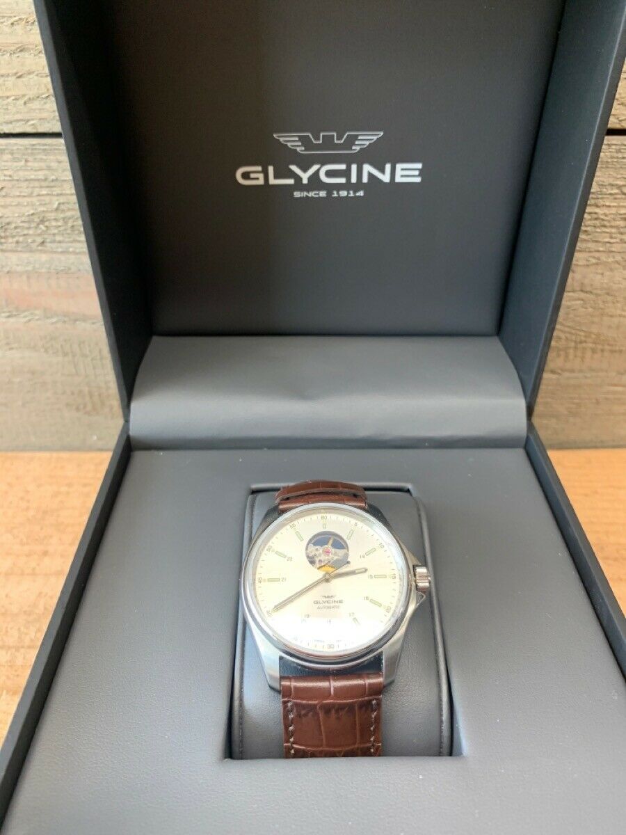 GLYCINE Combat Classic GL0120 Automatic Silver Dial Band Leather Men's ...