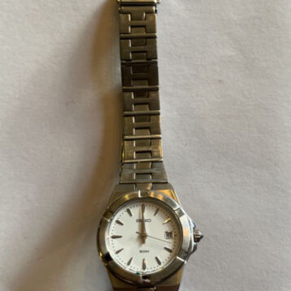 Seiko 7N82-6F50 Women's Stainless Steel Coutura Watch White Analog Dial ...