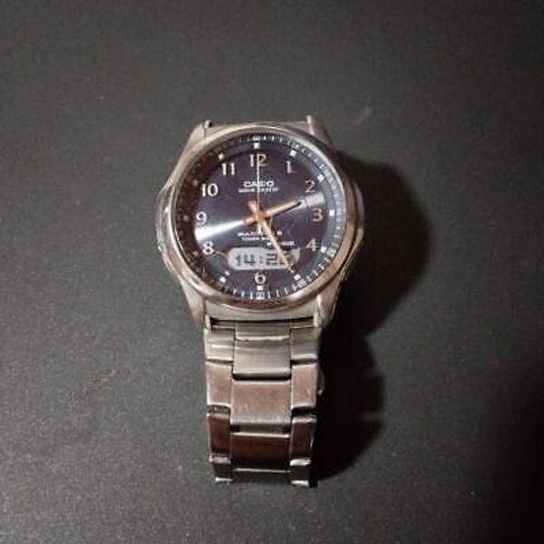 Casio Wave Ceptor Watch Dark Blue Stainless Steel | WatchCharts Marketplace