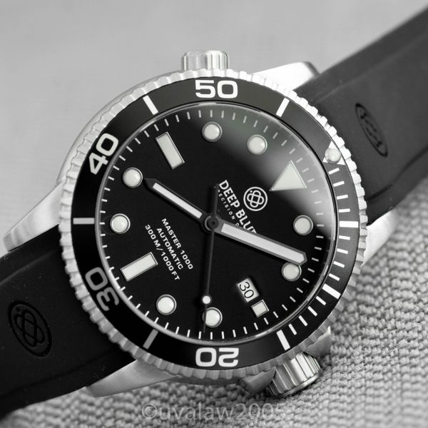 FS: Deep Blue Master 1000 Black Dial / Black Bezel Automatic Dive Watch ...