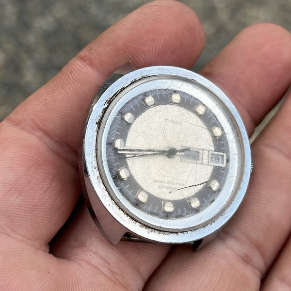 Vintage 1973 TIMEX Automatic Self-Wind Day/Date Silver Tone Watch ...