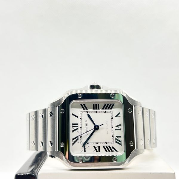 Brand New Cartier De Santos Medium WSSA0029 Silver Dial Automatic Steel ...