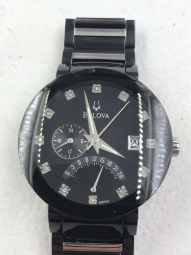 Men’s Bulova Black S Steel Retrograde Chronograph Diamond Watch ...
