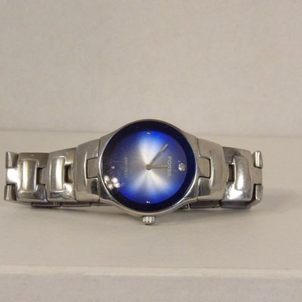 Fossil Arkitekt Silver Blue Diamond Dial Quartz Men's Watch ...