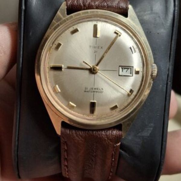 Timex 21 Jewel Marlin 1969 Gold Tone Mens Vintage 1960s Mechanical ...