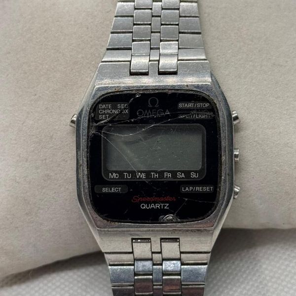 Omega Speedmaster Quartz LCD Watch For Parts or Repair Swiss Made ...