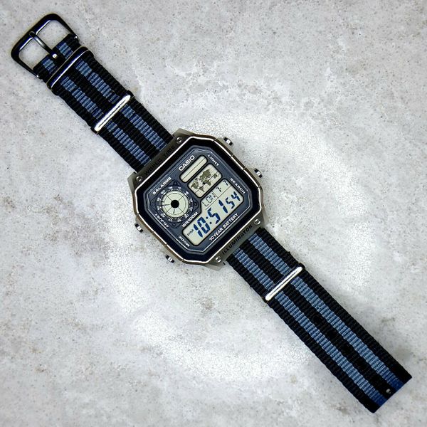 Casio Royale Watch mod with Grey & Black Nato Strap, AE-1200WHD ...