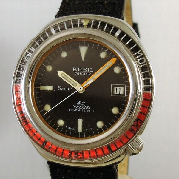 Breil Squale Manta Saphir Vintage Diver 100 atm Quartz ETA/ESA 9362 ...