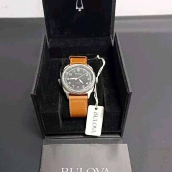 Bulova 96B230 Quartz Military Black Dial Wristwatch with Box ...