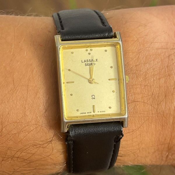 RARE Seiko Lassale Tank Watch Men Gold Tone 6530-6100D Montre Uhren | WatchCharts Marketplace