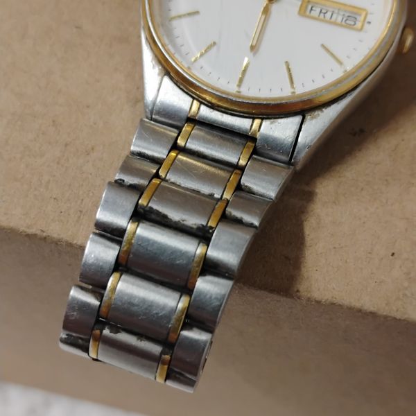 Vintage Seiko Two Tone Day Date Quartz Men's Watch 7N43-7A50 NEEDS BATTERY 6" | WatchCharts ...