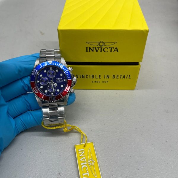 Invicta Pro Diver Men's 43mm Blue Dial Pepsi Bezel Chronograph Watch ...