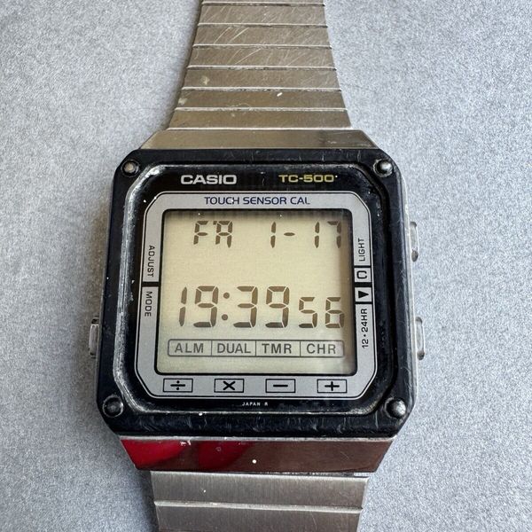 Vintage Casio TC-500 Touch Sensor Cal Calculator Digital Watch Japan ...