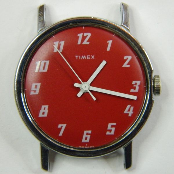 VINTAGE 1975 TIMEX MENS WATCH - STUNNING FINE RED DIAL - RUNS GOOD ...