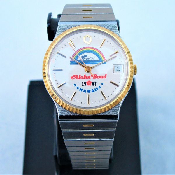 Vintage TIMEX Q 1987 ALOHA BOWL watch Hawaii | WatchCharts Marketplace