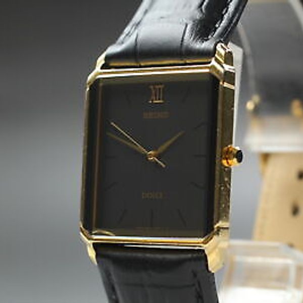 [Exc+4] Seiko Dolce 5E31-5B90 Gold Rectangle Quartz Mens Vintage Watch JAPAN | WatchCharts ...