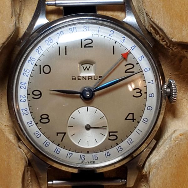 1950 BENRUS Dual Date Calendar Pointer Manual Wind Watch Cal. CE 14 ...