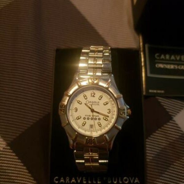 Vintage Chrysler Employee 5 Star Caravelle Bulova Men's Wrist Watch ...