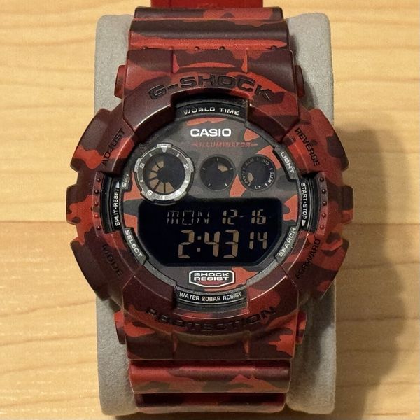 Casio G-Shock GD-120CM-4 Red Black Camo Negative Display Men's Digital ...