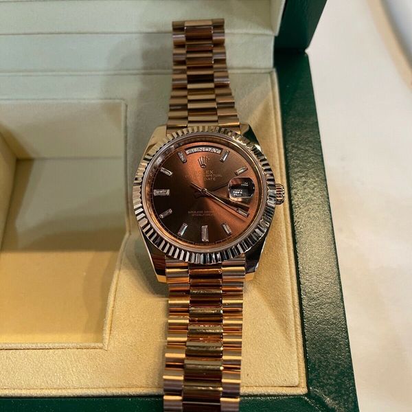 Rolex Day-Date 40mm Everose Gold After Market Chocolate Dial No Reserve ...