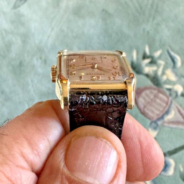 BOLD 1950 HAMILTON LAMBERT vintage Men's watch BIG Square CAP LUGS ...