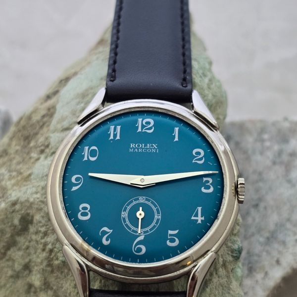 ROLEX MARCONI A CUERDA DE HOMBRE DIAL RESTAURADO COLOR TURQUESA CAJA ...