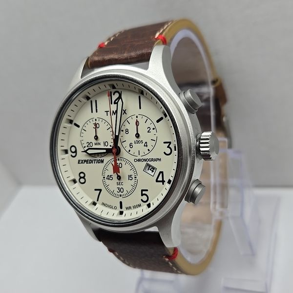 Timex Expedition Field Chronograph Watch Silver 43mm Indiglo 100M WR ...