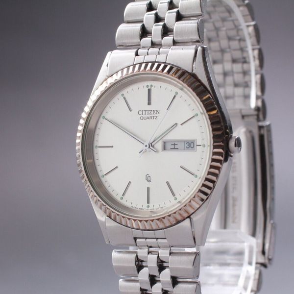 CITIZEN Crystron 6100-K09303 Day-Date kanji Men 35mm Quartz Watch From ...